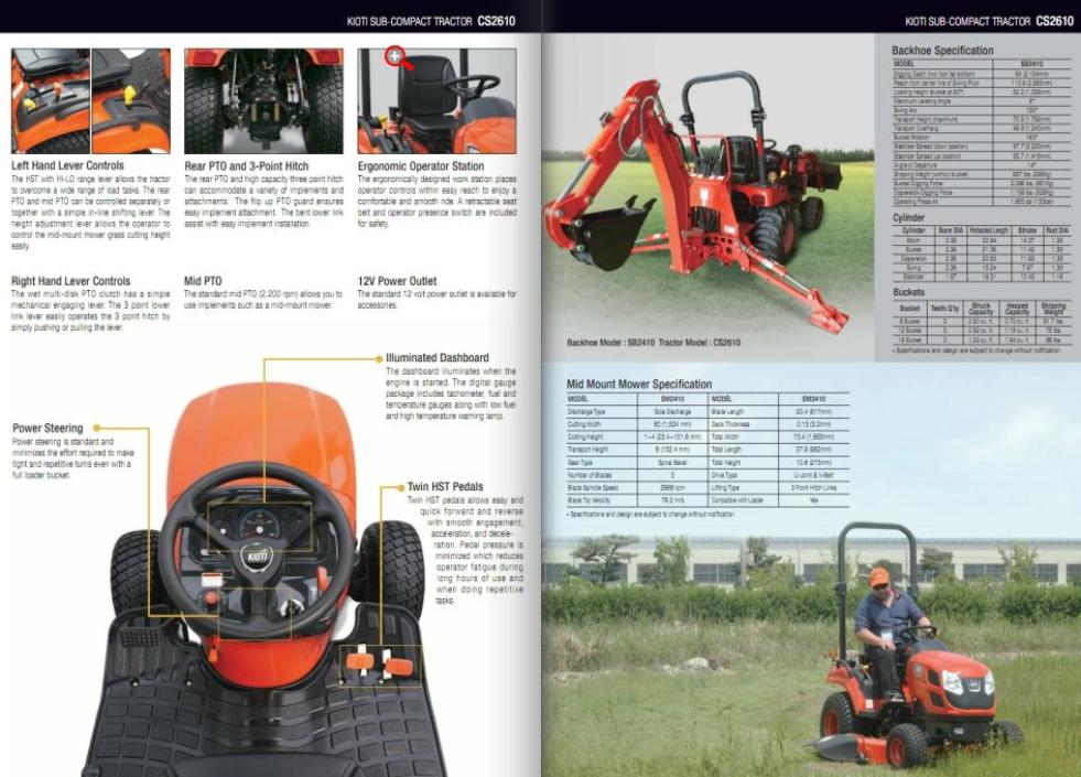 Kioti CS2610 HST Specifications JTP Machinery